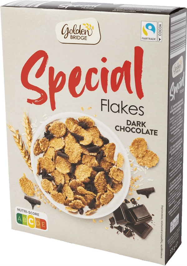 Score santé de GOLDEN BRIDGE (ALDI) SPECIAL FLAKES DARK CHOCOLATE ...
