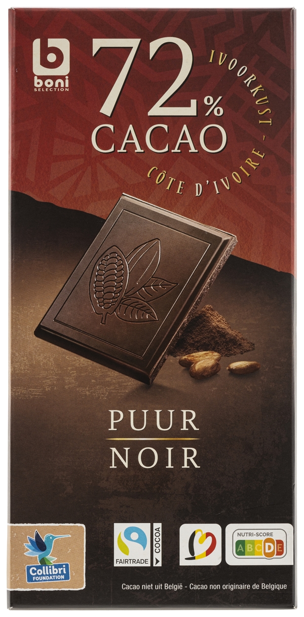 Test BONI SELECTION (COLRUYT) NOIR - 72% CACAO - Testachats santé