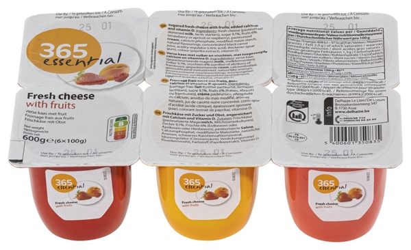 Score santé de 365 (DELHAIZE) FROMAGE FRAIS AUX FRUITS - Testachats santé